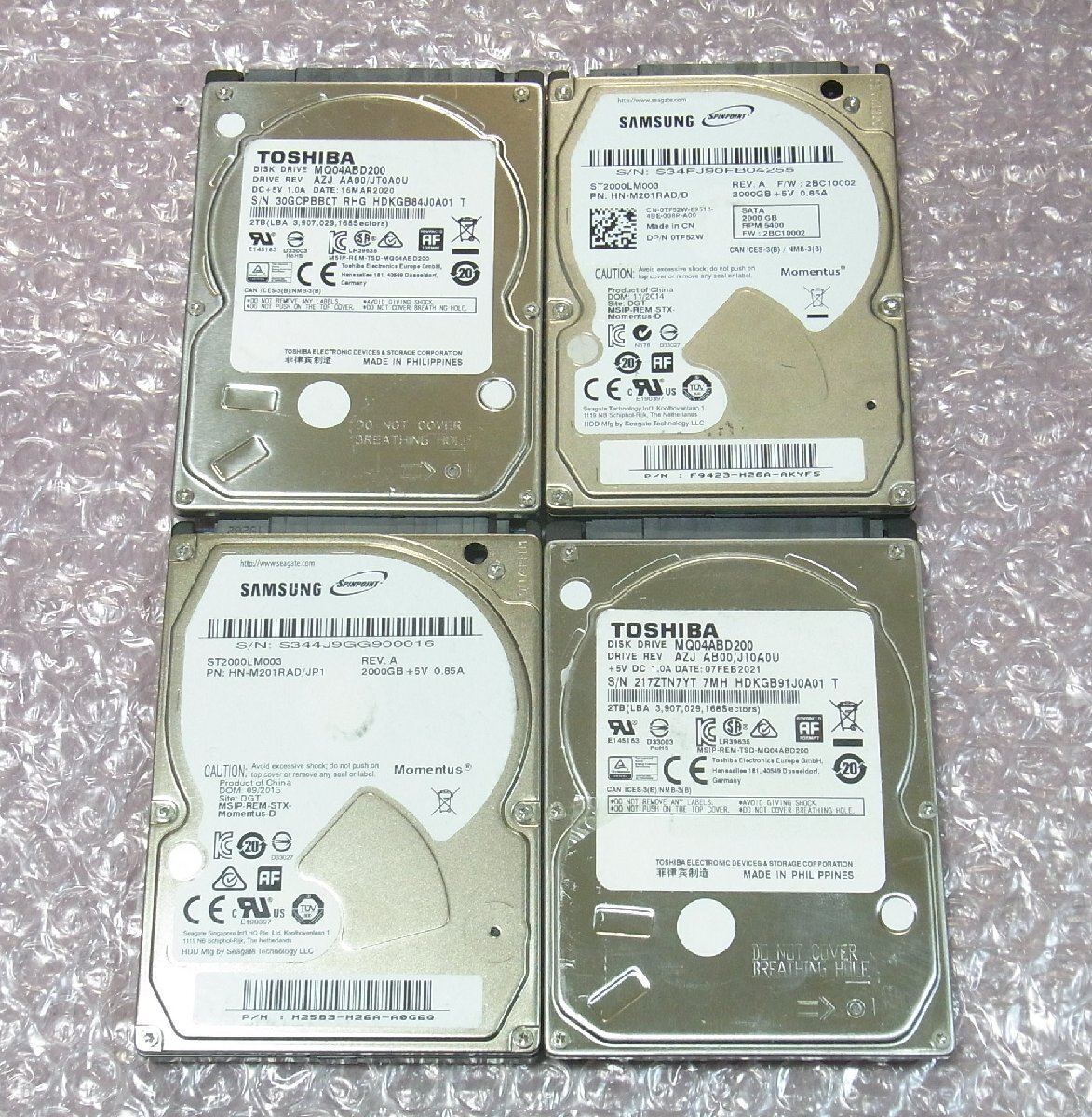 Yahoo!オークション - B42316 O-09089 2.5インチ HDD 2TB 4個セット 判...