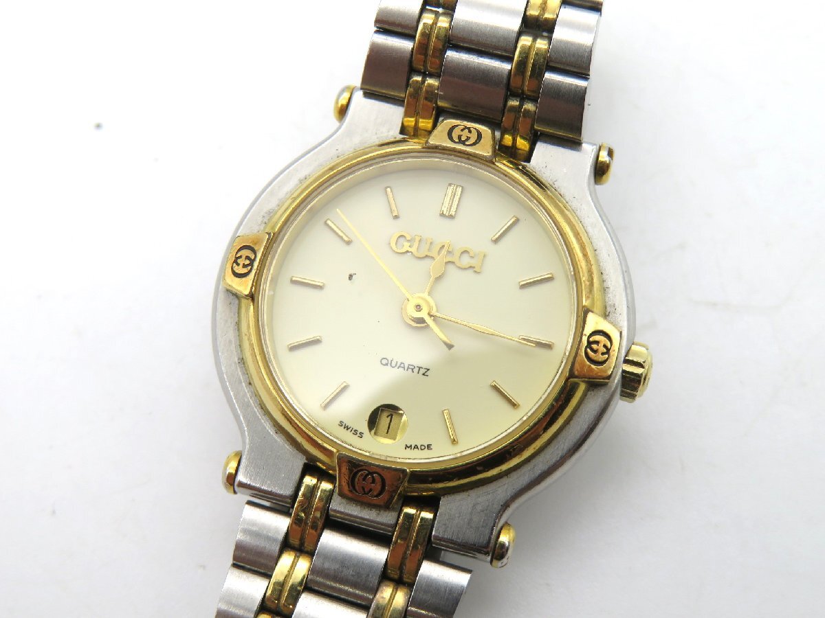 Yahoo!オークション - \1 ジャンク グッチ 9000L 白 クオーツ レディー...