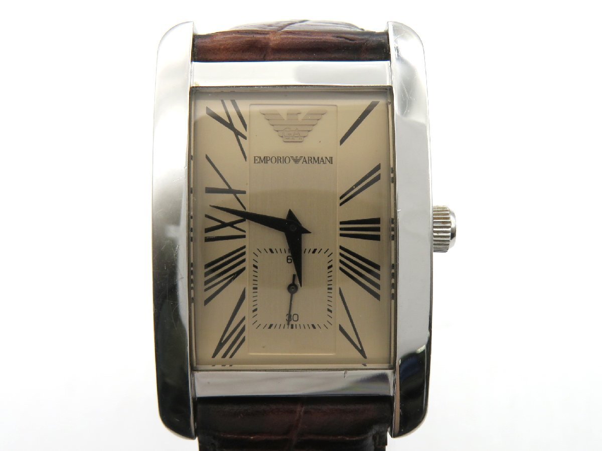 Yahoo!オークション - \1 稼働 アルマーニ AR-0154 ブラウン クオーツ ...
