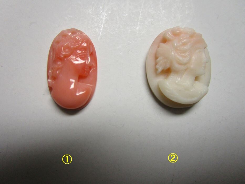 Yahoo!オークション - (1752) 珊瑚 カメオ 2個