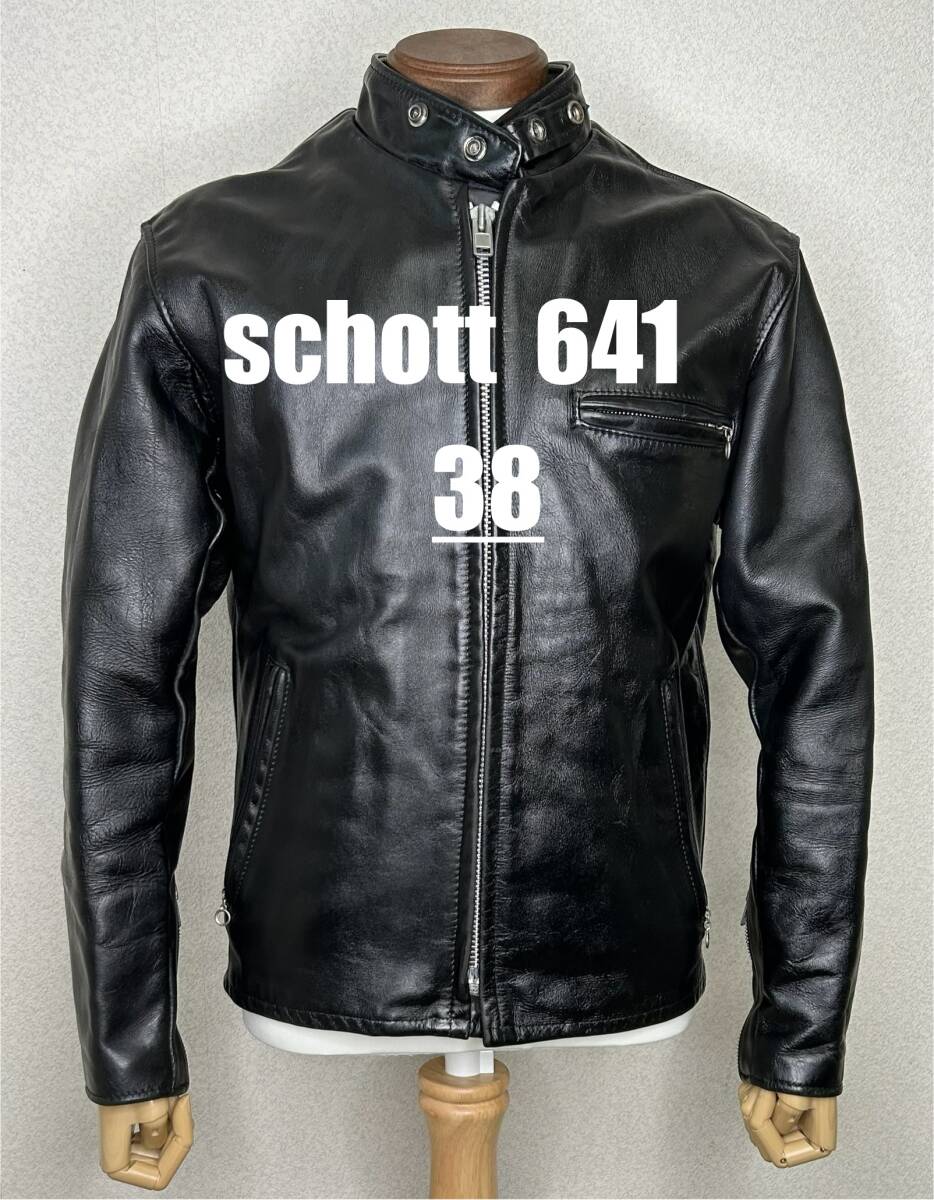 Yahoo!オークション - ⑥schott【38】641 米国製シングルライダース 牛...