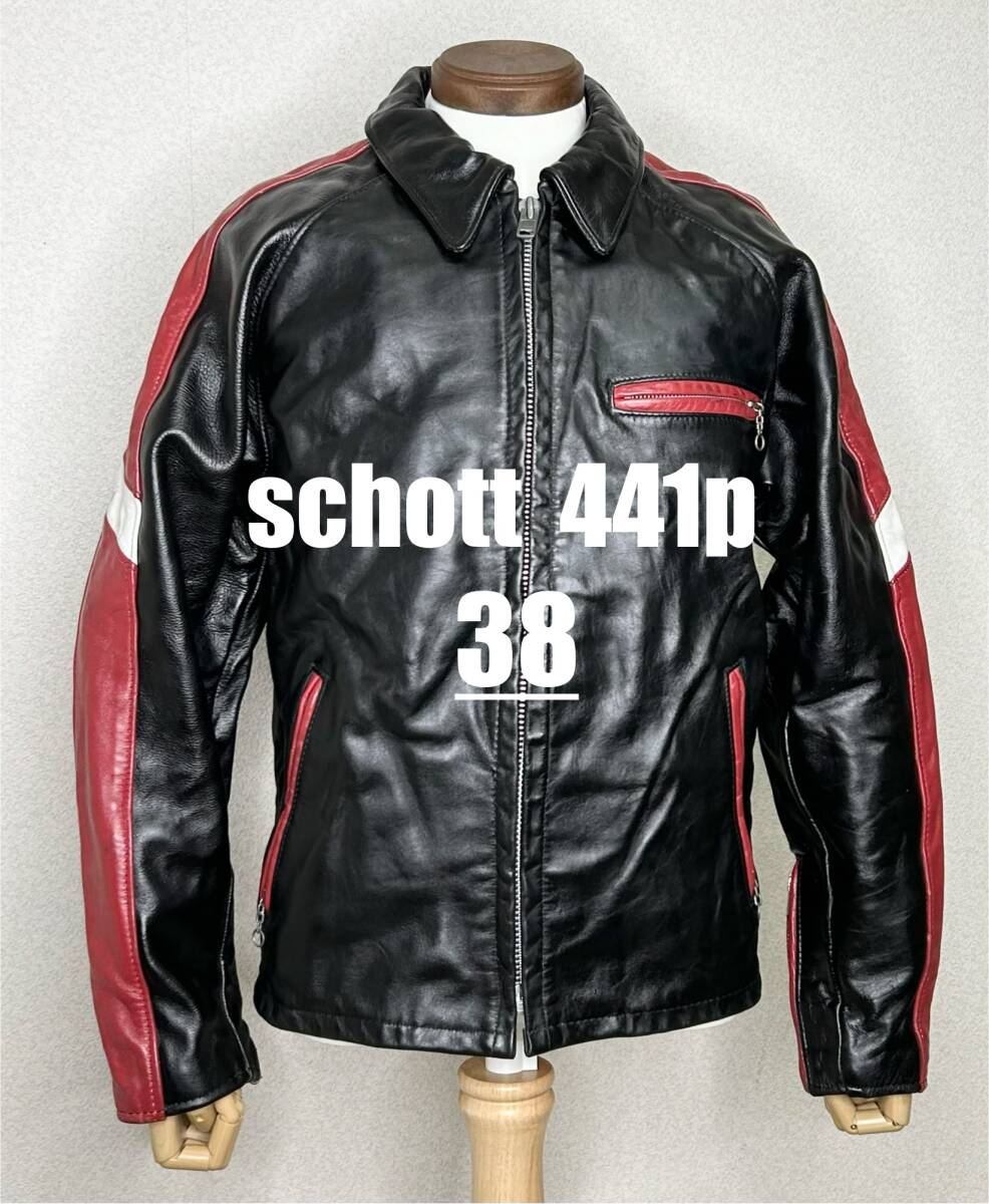 Yahoo!オークション - ①schott【38】441p米国製シングルライダース 牛...