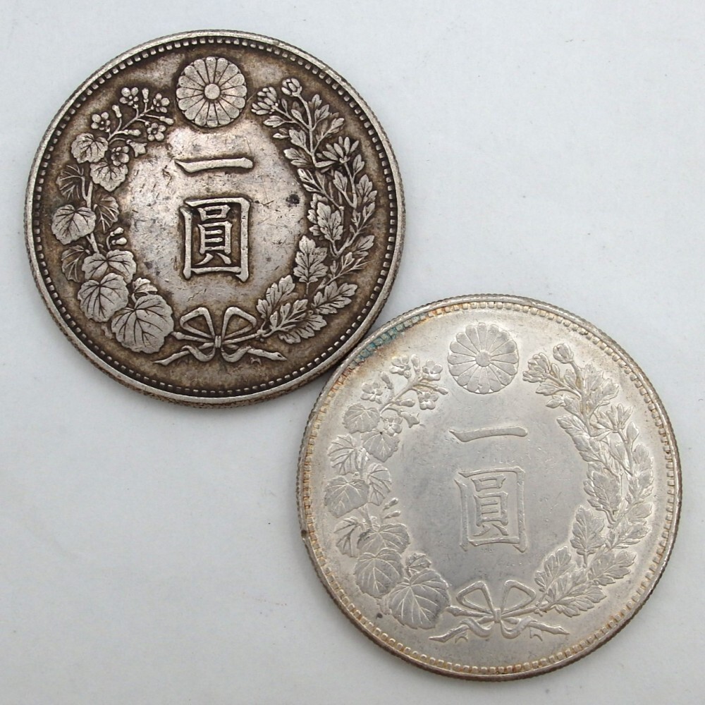 Yahoo!オークション - 1円〜 5.古銭 一圓銀貨 明治22年/明治24年 量目 ...