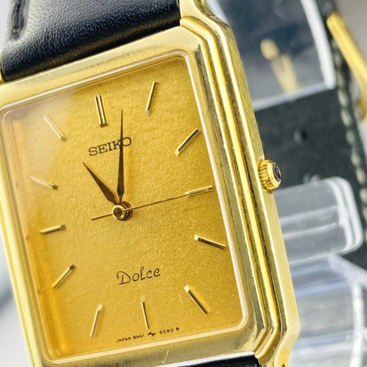 77 1円 SEIKO セイコー 腕時計 Dolce ドルチェ 14KT K14 金 金文字盤 8N41-5080 クォーツ 社外ベルト 不動品 動作未確認品 現状品(ドルチェ)｜売買された ...
