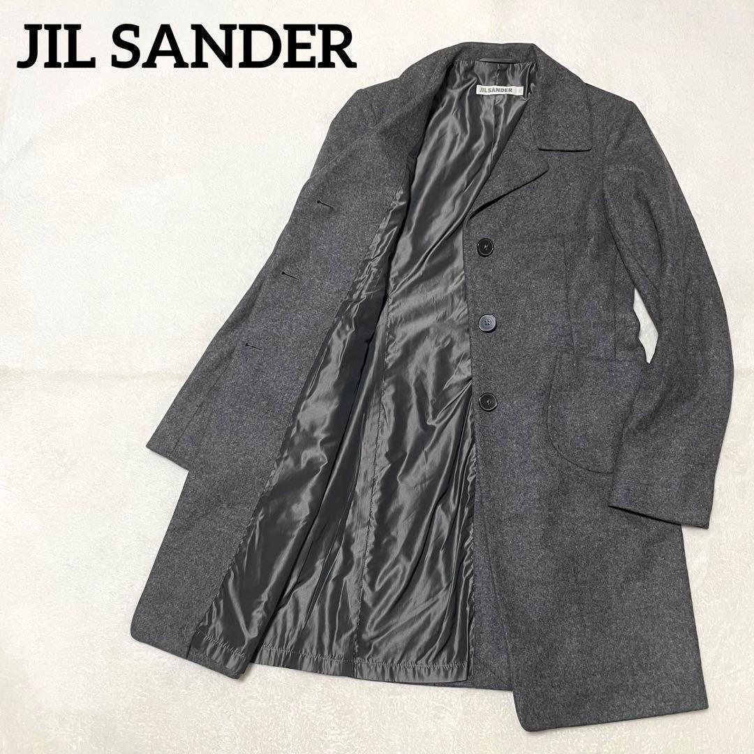 Yahoo!オークション - 634 JIL SANDER チェスターコート グレー ウール...