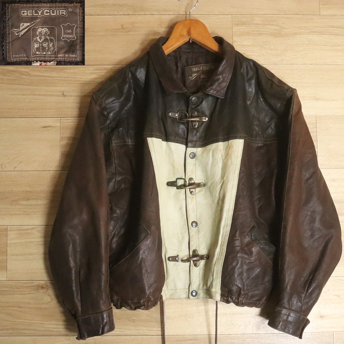 Yahoo!オークション - C6S/S4.8-3 フランス製 GELY CUIR レザージャケ...