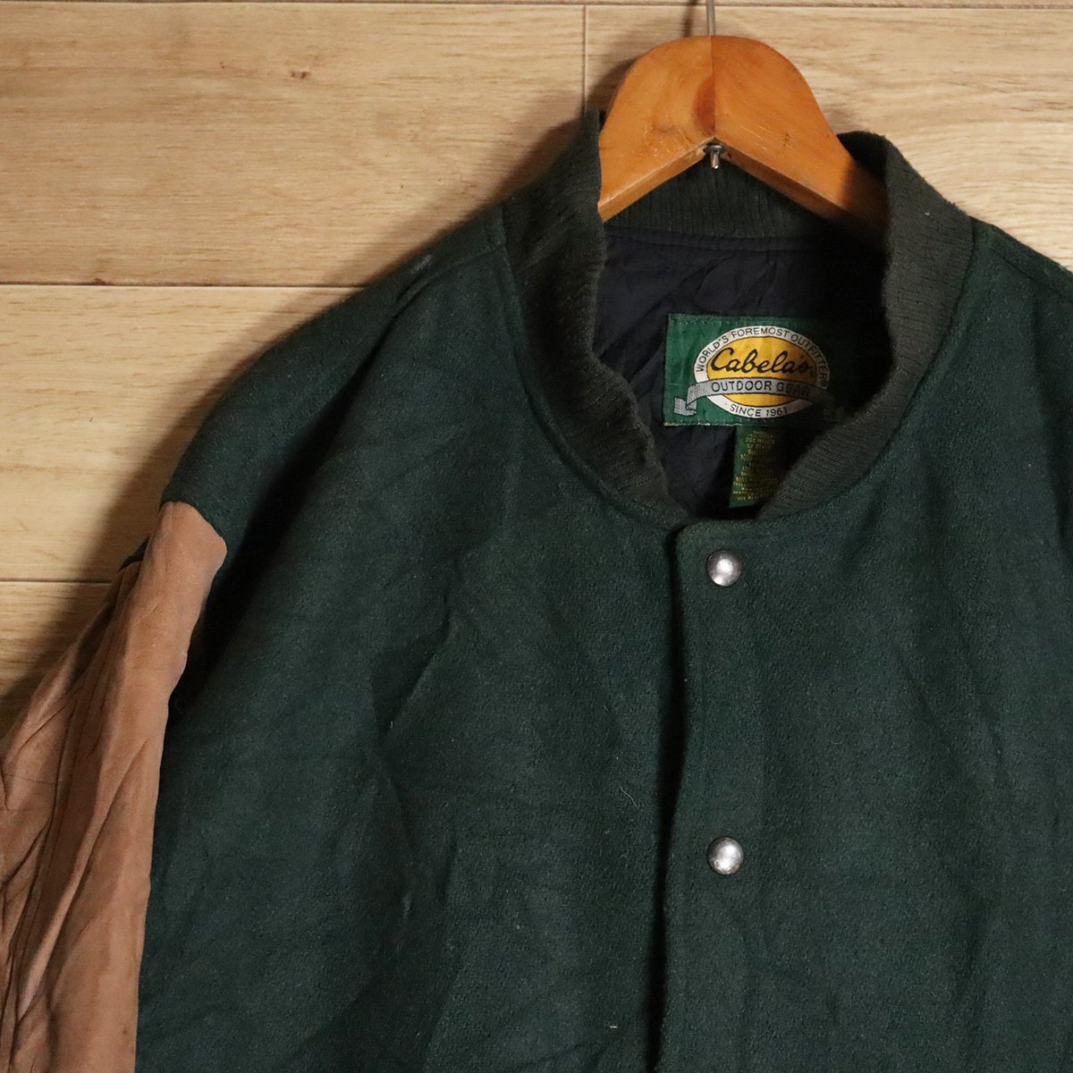 I9S/S7.1-4 Cabela's カベラス 袖革ウールスタジャン 本革 バー I9S/S7.1-4 Cabela's カベラス 袖革ウールスタジャン 本革 バー