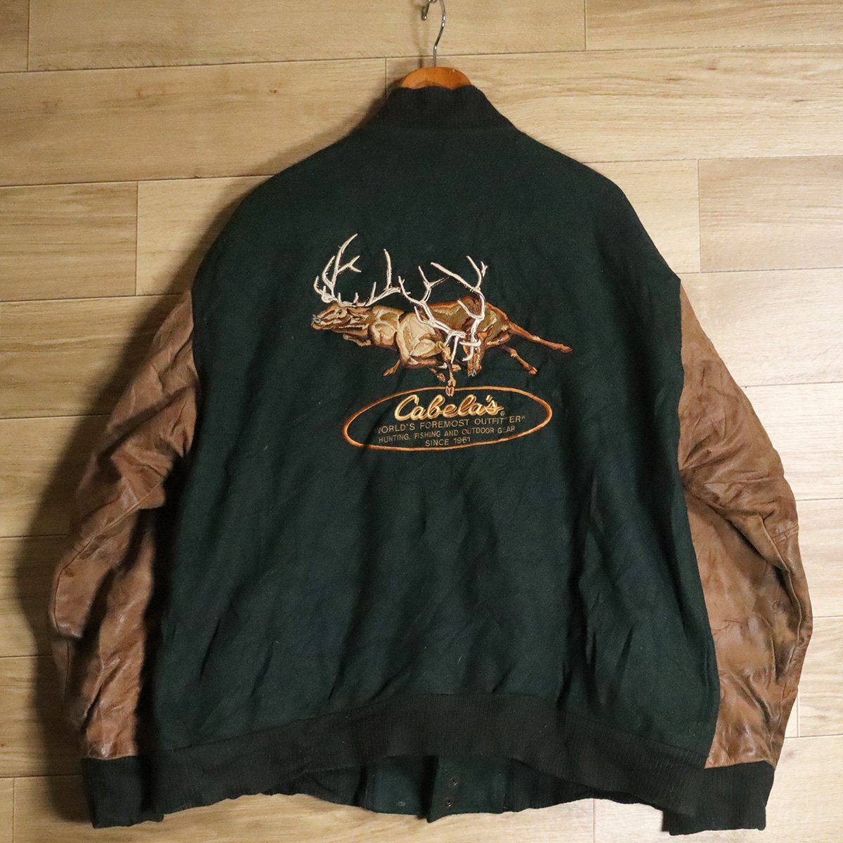 I9S/S7.1-4 Cabela's カベラス 袖革ウールスタジャン 本革 バー I9S/S7.1-4 Cabela's カベラス 袖革ウールスタジャン 本革 バー