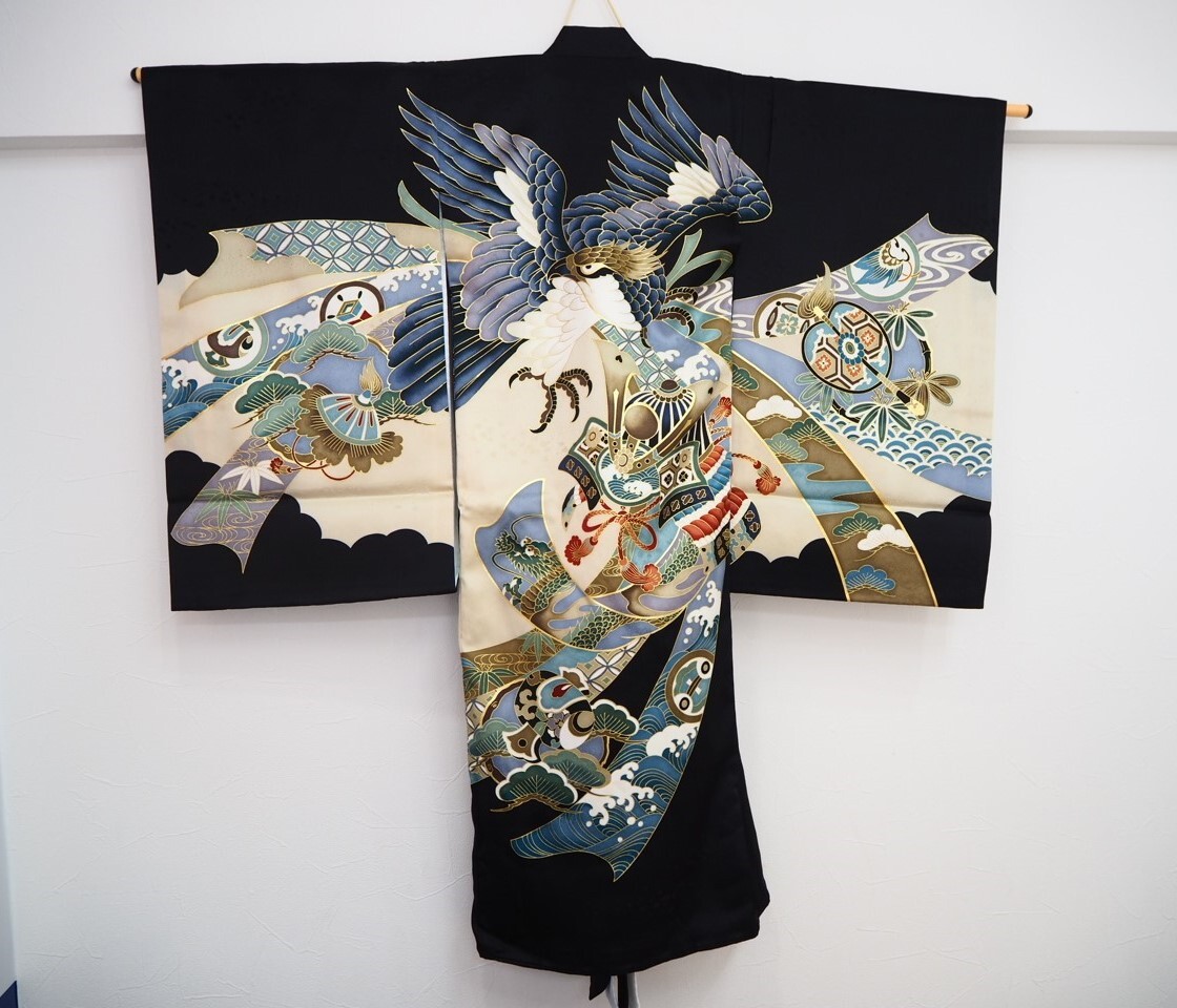 お宮参り 男児 正絹 うぶぎ/産着 のしめ/熨斗目 お宮参り扇子 お守り袋 風呂敷セット 検索：掛け着 祝い着 着物 鷹 兜 小槌 76998(和服、祝着)｜売買されたオークション情報 ...