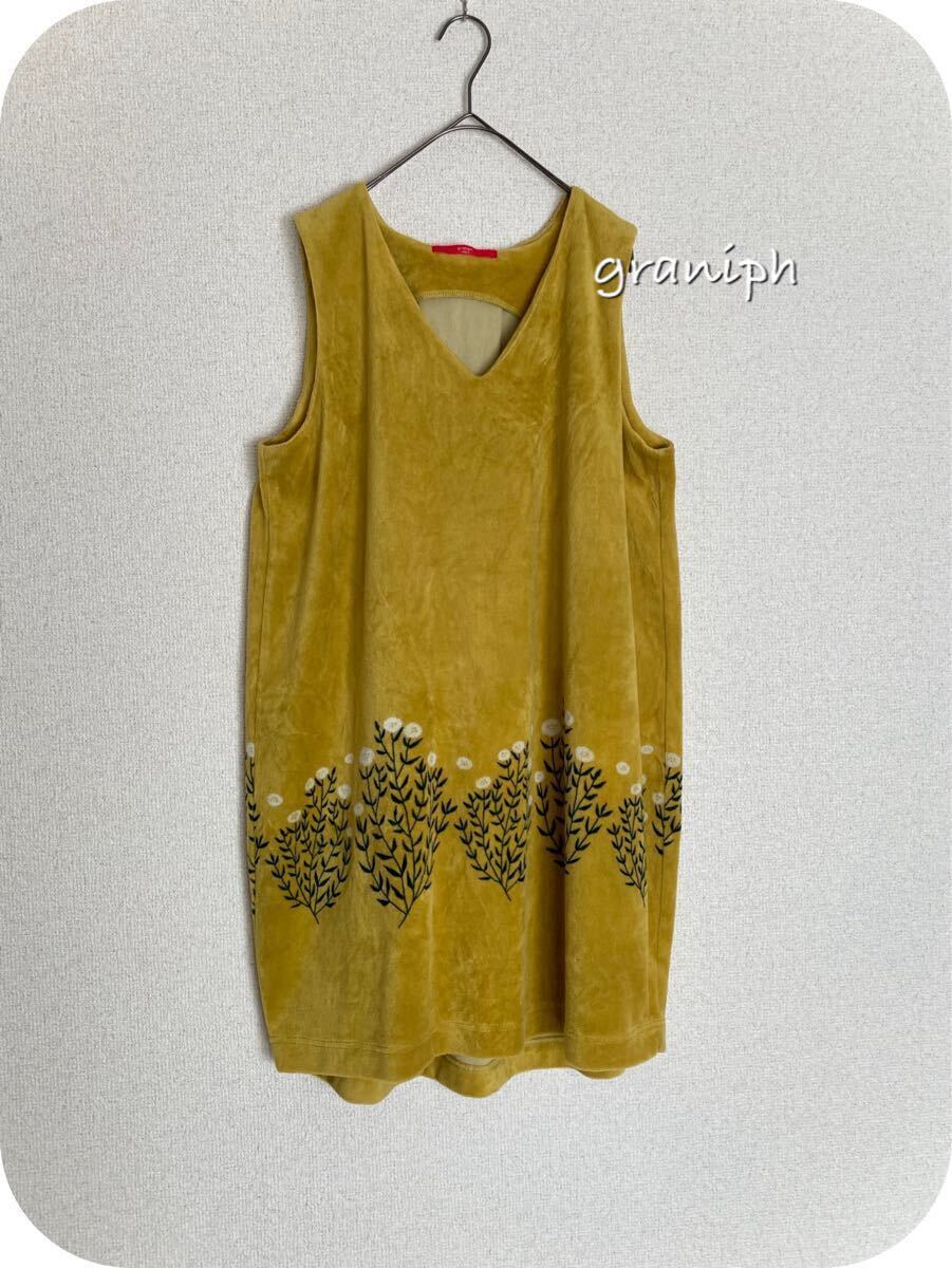 Yahoo!オークション - graniph グラニフ 秋冬生地 花柄 ワンピース