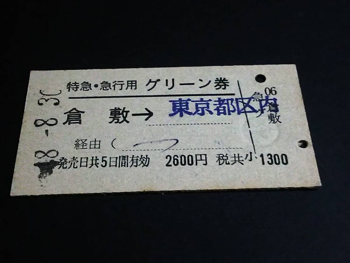 Yahoo!オークション - 【特急・急行用グリーン券(A型)】 倉敷→東京都...