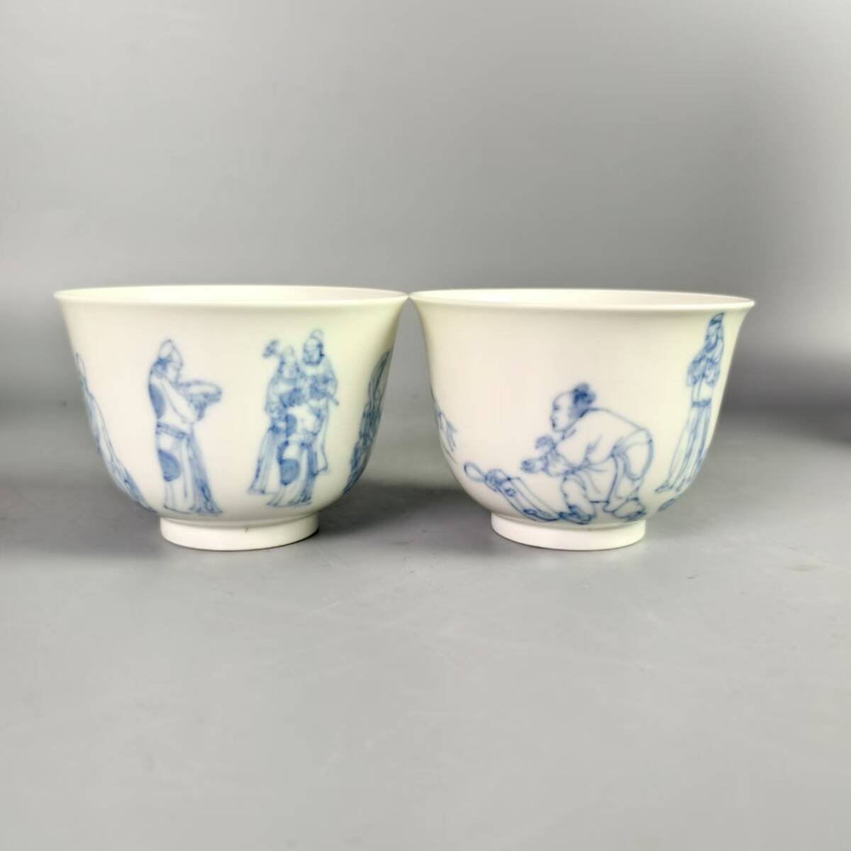 古陶芸 清時代・大清雍正年制 斗彩皺菊鈴杯一対 唐物 時代物 古 古陶芸 清時代・大清雍正年制 斗彩皺菊鈴杯一対 唐物 時代物 古