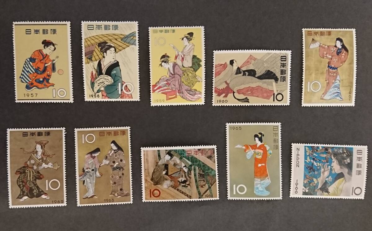 Yahoo!オークション - 1957～66年発行 『切手趣味週間（まりつき...