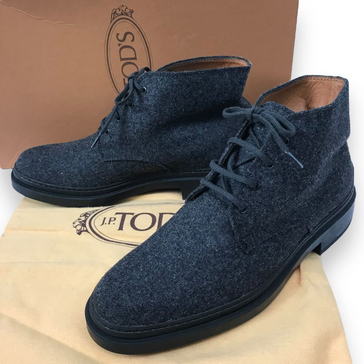 s44 TOD'S トッズ ショートブーツ レースアップ シューズ ウール ダークグレー 35 イタリア製 正規品 レディース(女性用)｜売買されたオークション情報、yahooの商品情報を ...