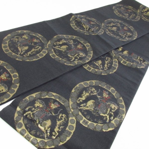 Yahoo!オークション - 着物10 1円 絹 袋帯 六通柄 長さ438cm [同梱可]