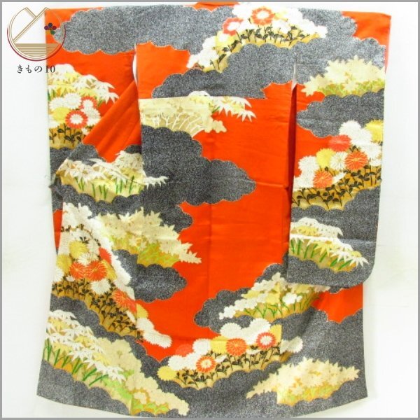 Yahoo!オークション - 着物10 1円 絹 振袖 金駒刺繍 金彩 袷 身丈161c...