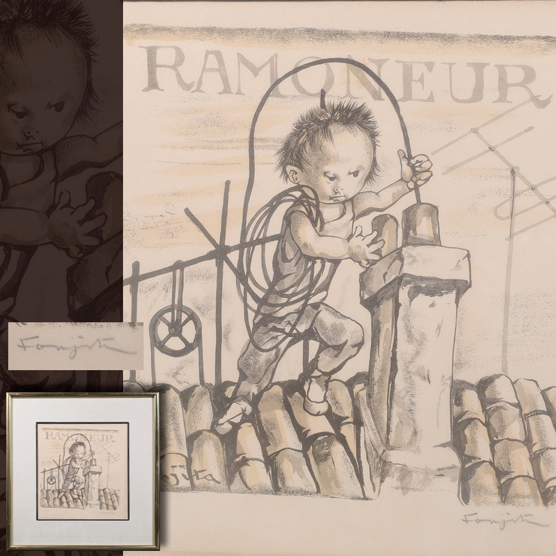 真作 藤田嗣治 直筆サイン 小さな職業人より 煙突掃除人 レオナールフジタ ピカソが認めた天才日本画家 絵画 縦37cm×横36cm 2267(石版画、リトグラフ)｜売買されたオークション情報 ...