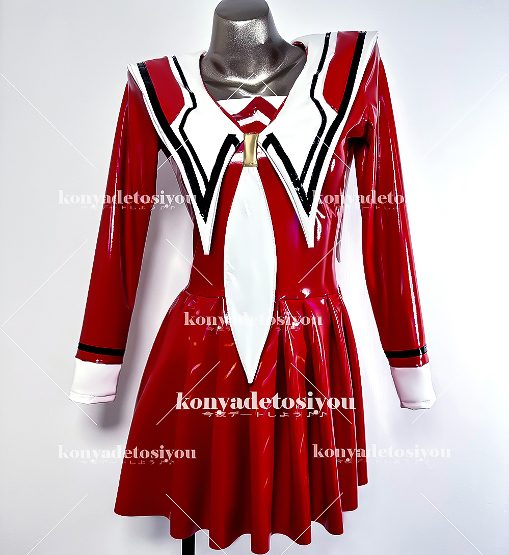 Yahoo!オークション - 23027赤 L-XL 超光沢 ワンピース コスプレ ハロ...