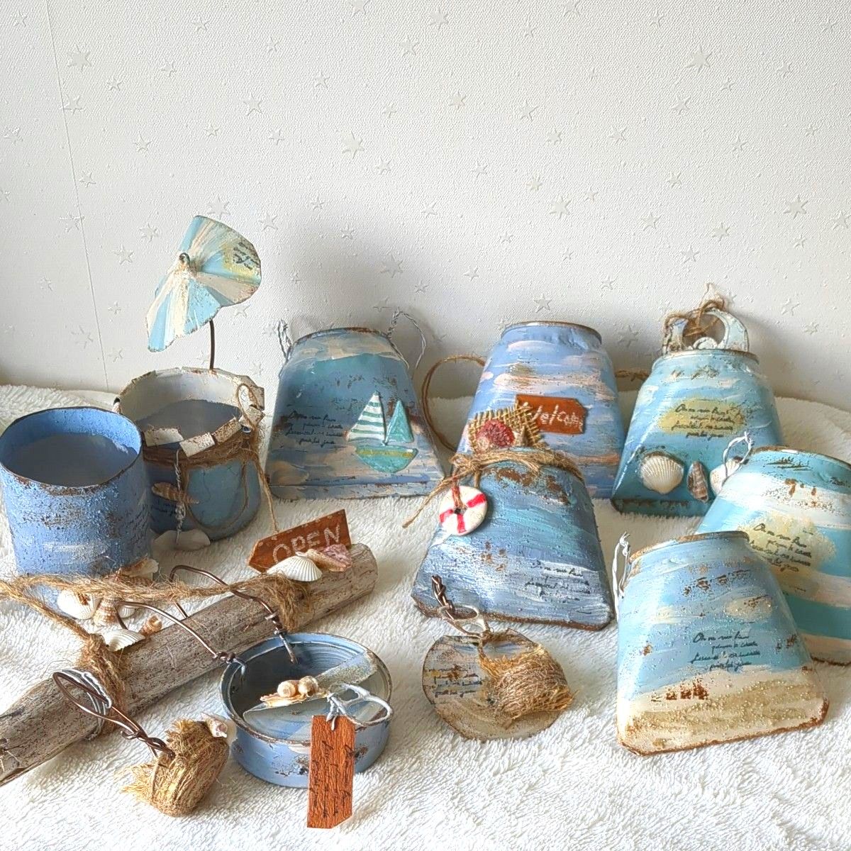 ハンドメイド リメ缶 リメイク缶 リメ鉢 リメイク鉢 人気の海 ハンドメイド リメ缶 リメイク缶 リメ鉢 リメイク鉢 人気の海