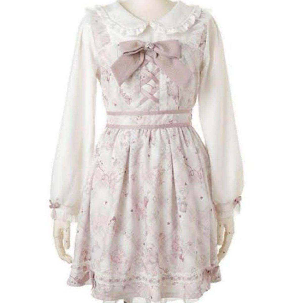 激レア リズリサ LIZ LISA Sewing Bear柄ワンピース ピンク クマ 激レア リズリサ LIZ LISA Sewing Bear柄ワンピース ピンク クマ