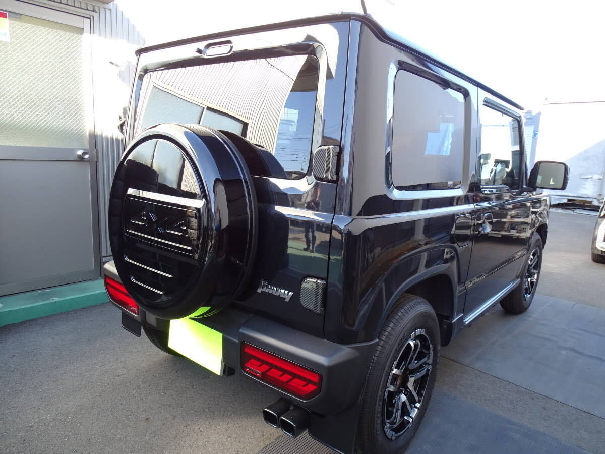 売り切り！未使用 スズキジムニー JB23 JB64 175/80R16インチ用 背面タイヤ スペアカバー ハードタイプ 艶あり黒 ブラック 4X4プレート付｜代購幫