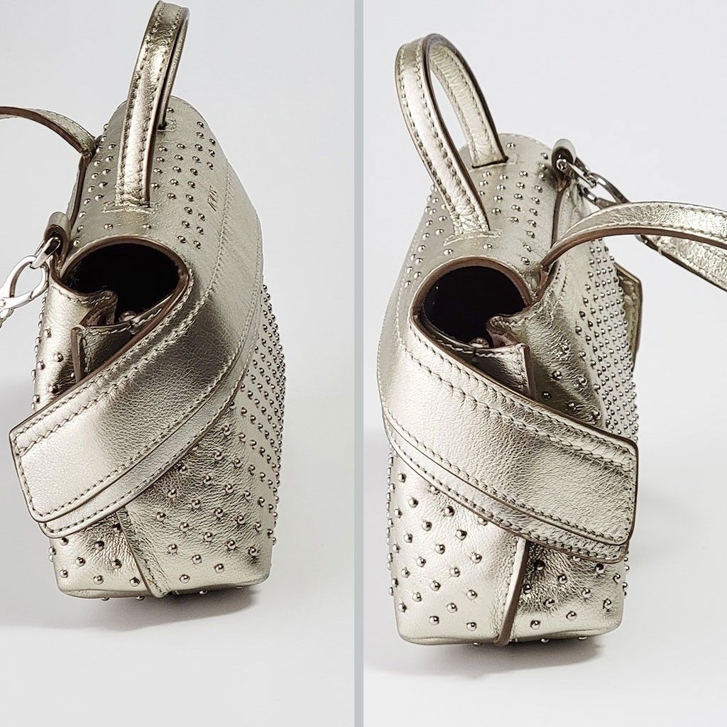 TOD'Sトッズ レザー2WAYウエーブバッグスタッズゴールドミニ TOD'Sトッズ レザー2WAYウエーブバッグスタッズゴールドミニ