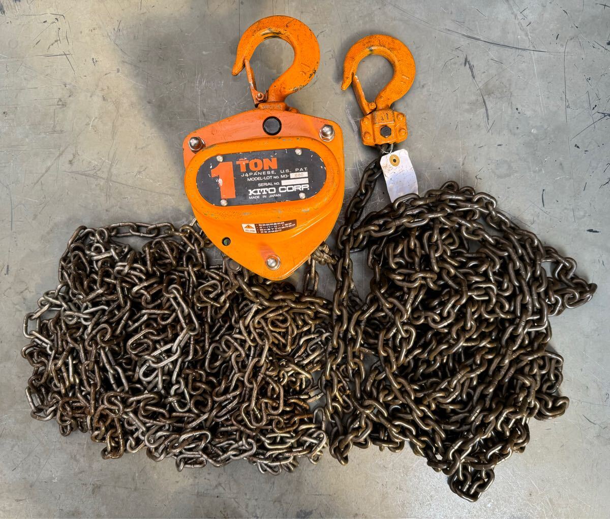 Yahoo!オークション - 10m 極上 整備済 キトー チェーンブロック 1t 即...