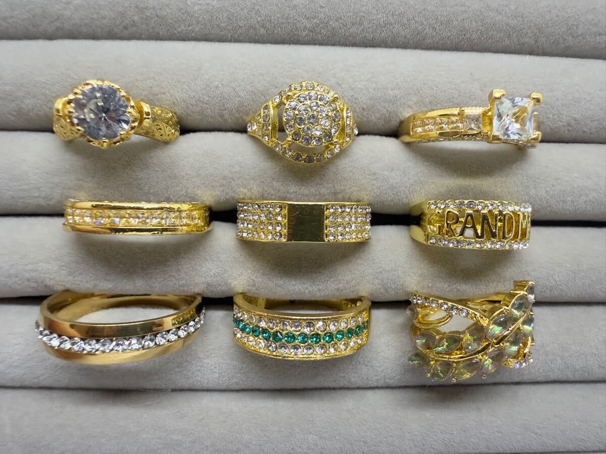 Yahoo!オークション - D29 リング 指輪 ゴールドカラー キラキラ アク...