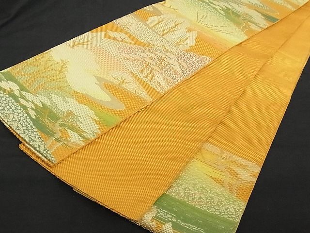Yahoo!オークション - 平和屋着物 半幅帯 風景文 銀糸 正絹 逸品 A-tn1...