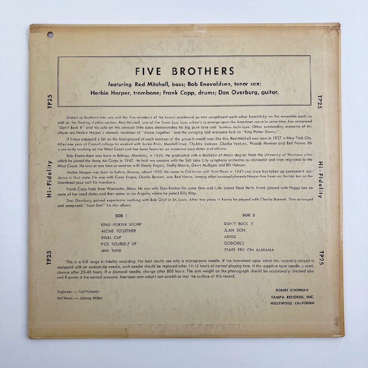 LP/ FIVE BROTHERS / FIVE BROTHERS / US盤 赤盤 深溝 TAMPA TP25 4L09N-615(ジャズ一般)｜売買されたオークション情報、yahooの商品 ...