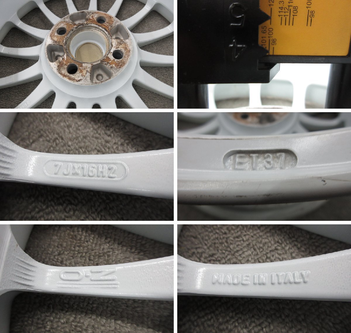 日本代購代標第一品牌【樂淘letao】－ 送料無料A2 OZ Racing スーパーツーリズモ WRC 16×7J+37 4H PCD100 φ68 中古アルミ 4本 ホワイト系 1ピ－ス/フィン
