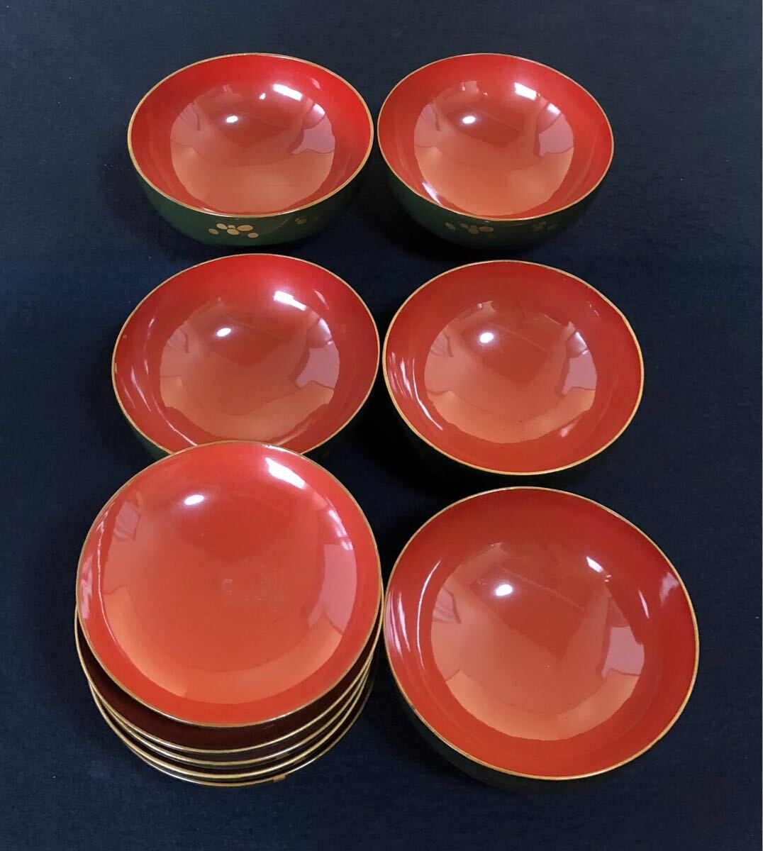 Yahoo!オークション - 《R》青内朱 梅蒔絵 吸物椀5客 木製漆器 241219...