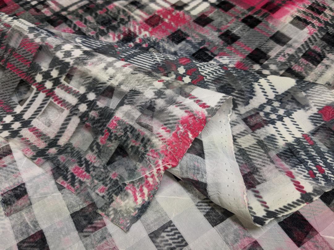 Yahoo!オークション - 透かし窓格子柄まだら模様ポリエステル グレー×...