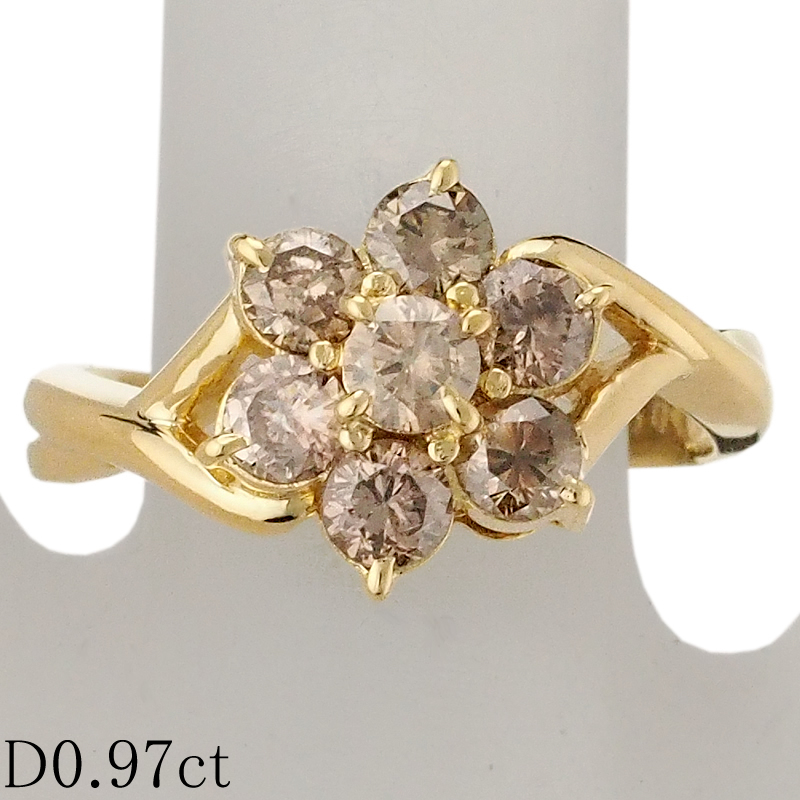 Yahoo!オークション - ダイヤモンド/0.97ct フラワーモチーフ リング 1...