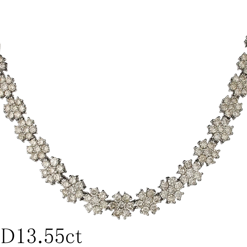 Yahoo!オークション - ダイヤモンド/13.55ct フラワー デザイン ネック...