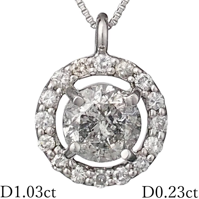 ダイヤモンド/1.03ct ダイヤ/0.23ct ネックレス K18WG/Pt850
