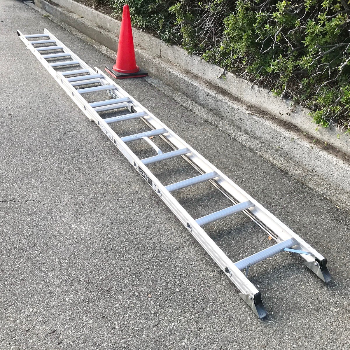 Yahoo!オークション - 雲清g607 ピカ アルミ製2連はしご スライダー梯...