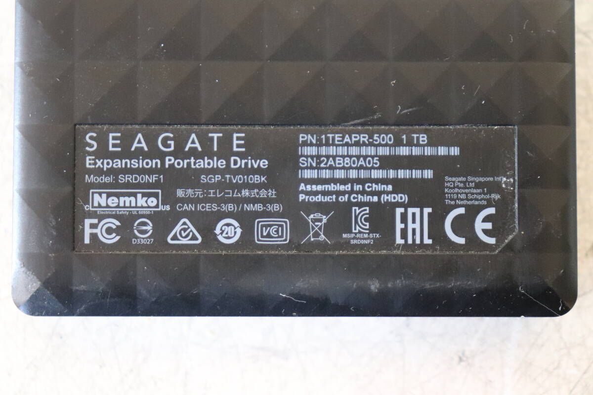 Y06/238 SEAGATE Expansion HDD SRD0NF1 ポータブル 外付け HDD ハードディスク 1TB フォーマット済み CrystalDiskInfo正常判定(1TB ...