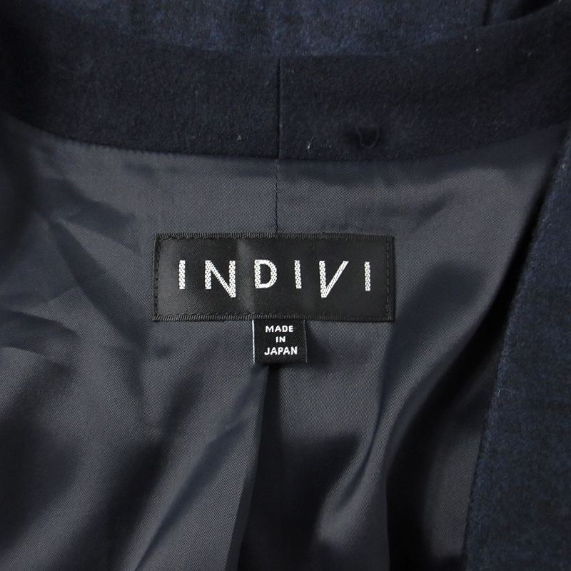 Yahoo!オークション - インディヴィ INDIVI ノーカラージャケット ウー...