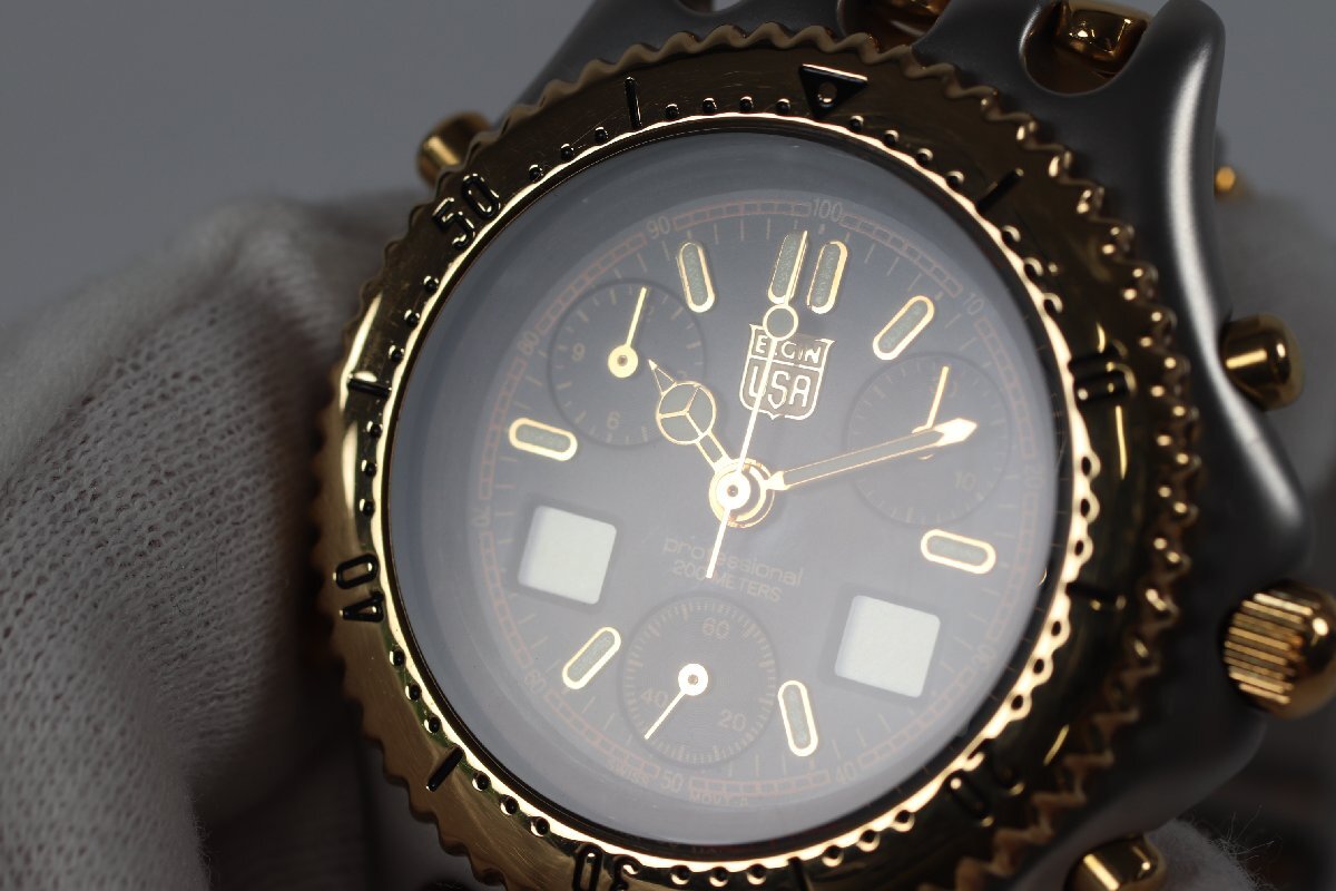 Yahoo!オークション - ELGIN エルジン FK-698-A クロノグラフ アナデ...