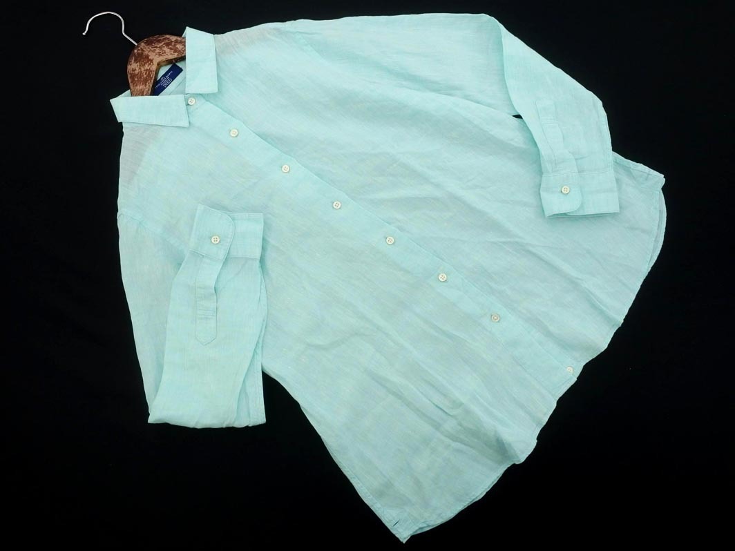 Yahoo!オークション - INED イネド リネン100% シャツ size9/水色 elb7...