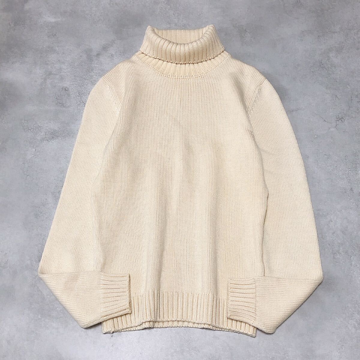 ZANONE ザノーネ ミドルゲージ ウール100% タートル ニット セーター アイボリー オフホワイトメンズ 手洗い可 イタリア製 44 S ニット・セーター