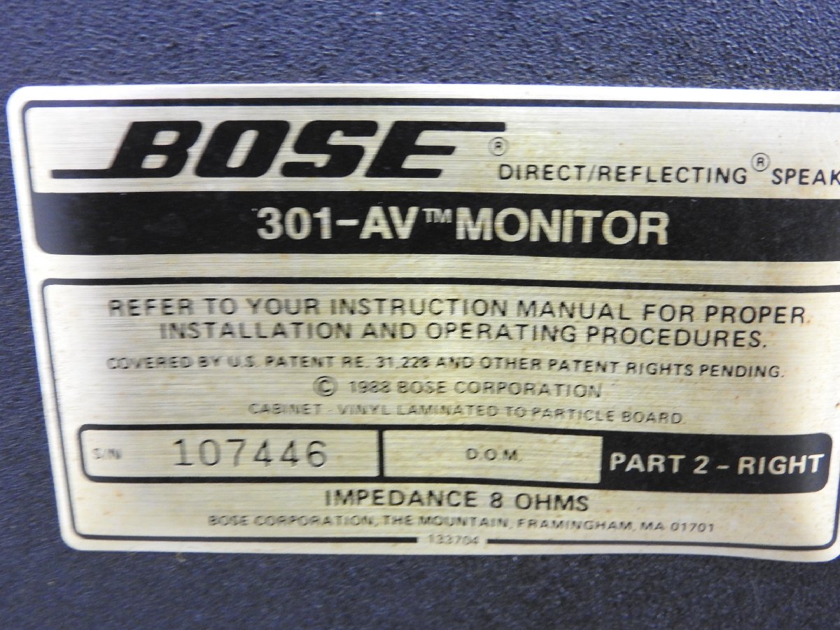 Yahoo!オークション - BOSE ボーズ 301-AV MONITOR スピーカーペア 中...