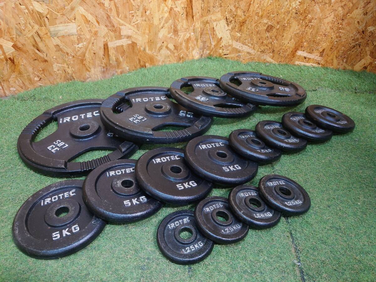 iROTEC アイロテック プレートセット 15kg×2/10kg×2/5kg×4/2.5kg×4/1.25kg×4 合計85kg 筋トレ 「2817」 :: Yahoo!Auction ...