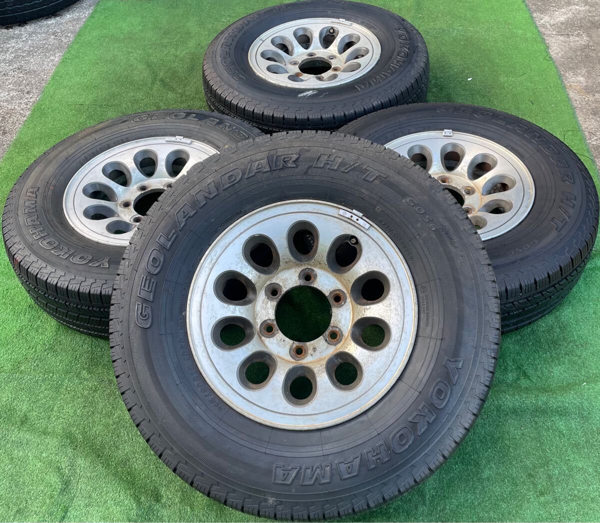 MITSUBISHI 三菱 純正ホイール 15インチ 6JJ+22穴6 YOKOHAMA GEOLANDAR H/T 215/80R15ラジアルタイヤ4本セット AN439(その他)｜売買され ...