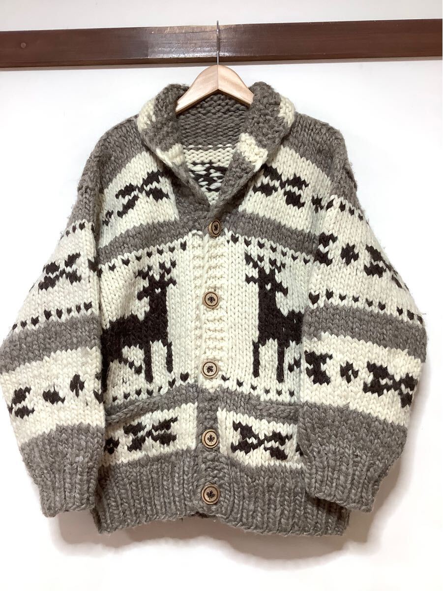 Yahoo!オークション - あ1585 カウチンセーター ショールカラー カーデ...