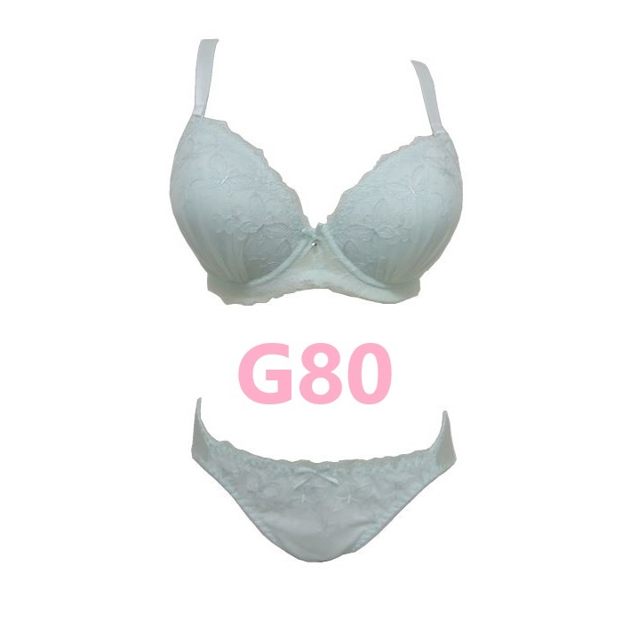 Yahoo!オークション - G80/L・ミント ブラジャー＆ショーツ 蝶々刺繍 ...