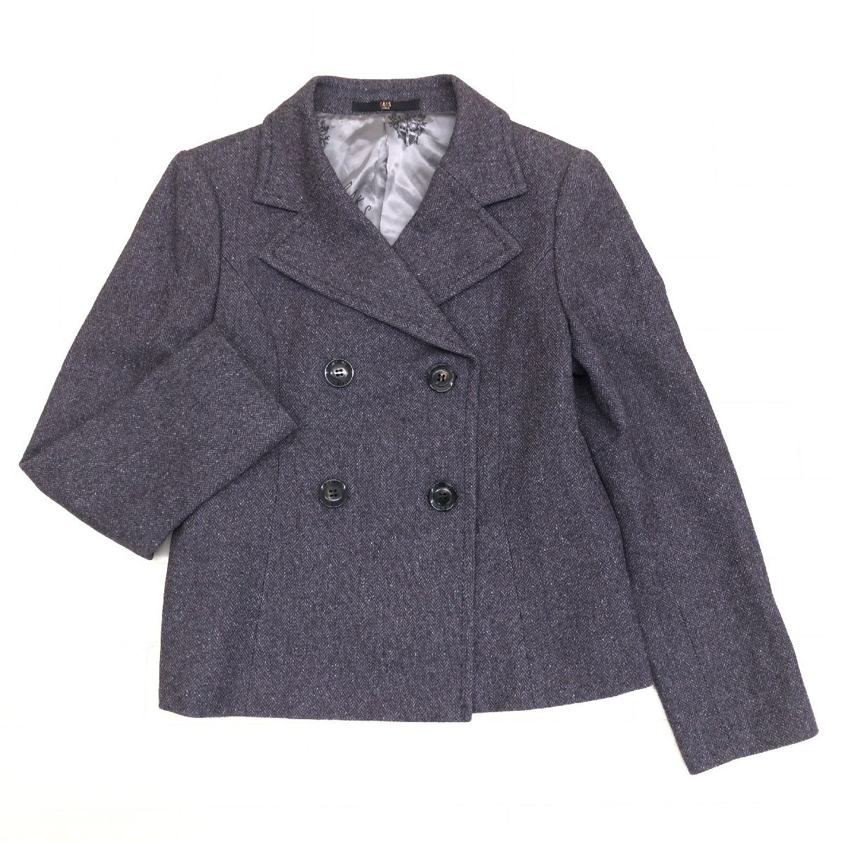 DAKS ダックス ヘリンボーン ダブル ショートコート 42 XL グレー/パープル系 ジャケット ゆったり 大きいサイズ 2L LL 三共生興 日本製(コート)｜売買されたオークション情報 ...