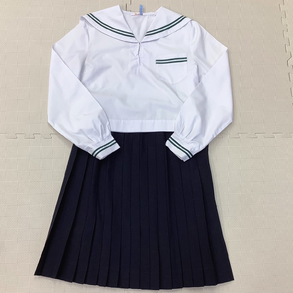 I1049/Y 山形県 山形市立第七中学校 女子制服2点 /大きい/大きめ/セーラー:165B/スカート:W67~73程度/TOMBOW/緑2本/白/高校/学生服(学生服)｜売買された ...