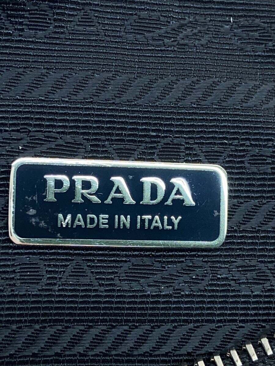 PRADA◇トライアングル レザーポーチバッグ/ブラック/レザー PRADA◇トライアングル レザーポーチバッグ/ブラック/レザー